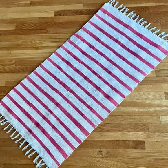IKEA | Accents | Vintage Rag Rug Coral And White Stripes 5 X 25 ...